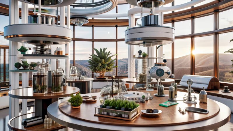 Futuristic Interior of the Experimental Laboratory of the Future Stock ...