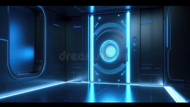 Futuristic Interior with Hallway and Door. Generative AI Stock ...