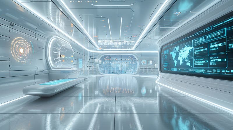 Futuristic Interior, the Image Depicts a High-tech Control Room or ...