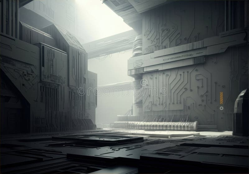 Futuristic Interior High Tech Industrial Space Intricate Designs Stock ...