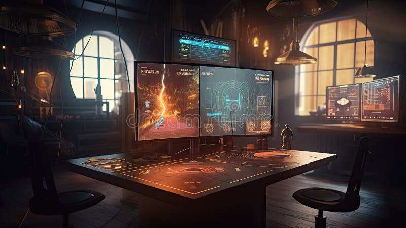 Futuristic Interior of an Old Factory. Generative AI Stock Illustration ...