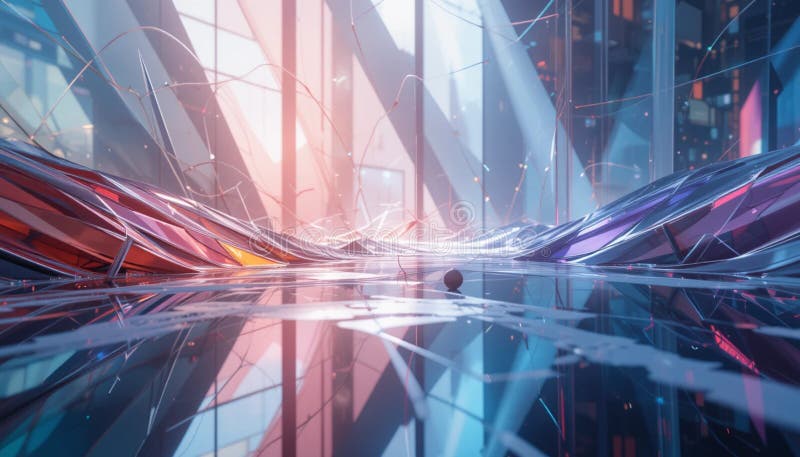 Futuristic Interior Scene Featuring Smooth, Reflective Flooring and ...