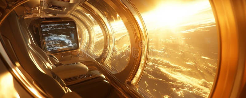 Futuristic Interior of Space Elevator Showcasing Advanced Technology ...