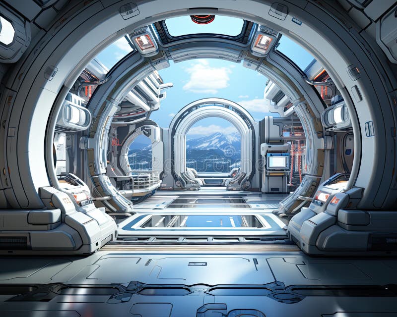 Futuristic Interior Space from Space. Stock Illustration - Illustration ...