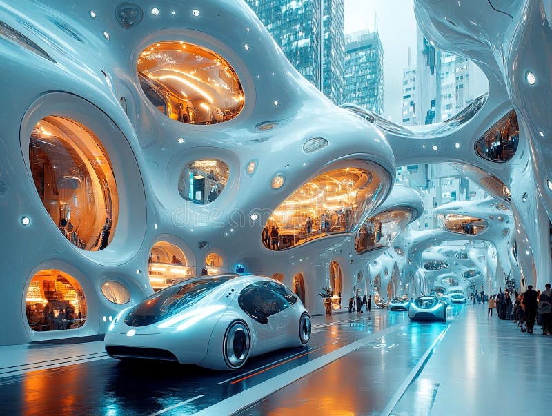 Futuristic Interior Space with a Nautilus Shell-like Structure ...