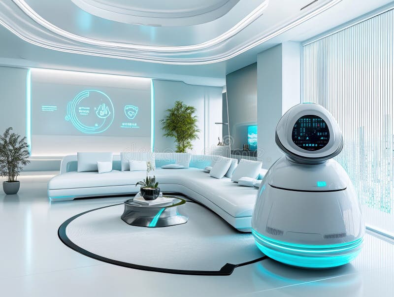 A Futuristic Interior Space Showcasing a Cybersecurity-themed Curved ...