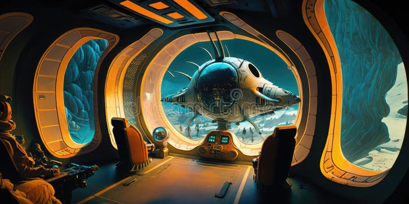 Futuristic Interior of Spaceship Inside of Hallway Stock Illustration ...