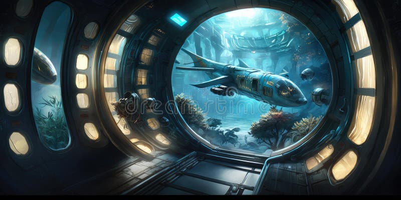 Futuristic Interior of Spaceship Inside of Hallway Stock Image - Image ...