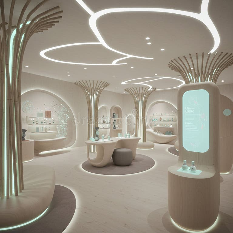 Futuristic Interior of a Store Features Organic, Tree-like Structures ...