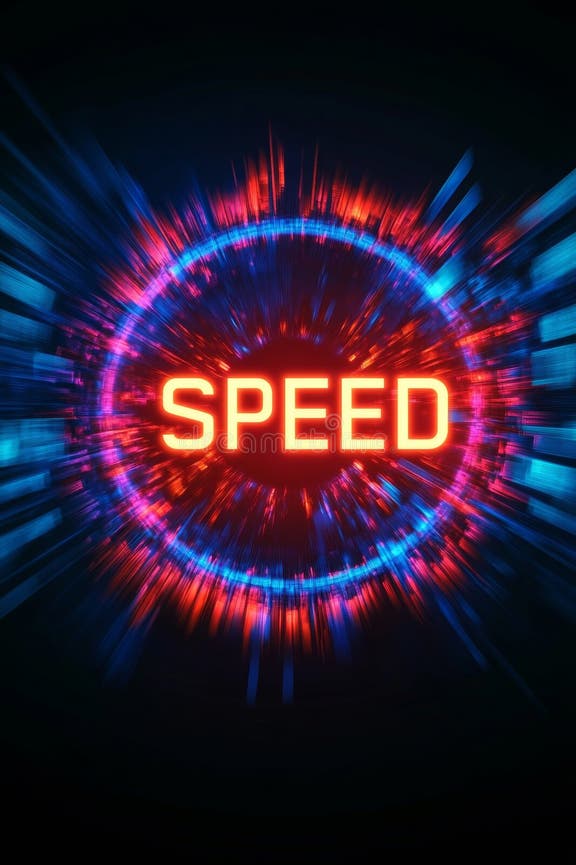Futuristic Internet Speed Meter Dial with Glowing Indicator and Fast ...
