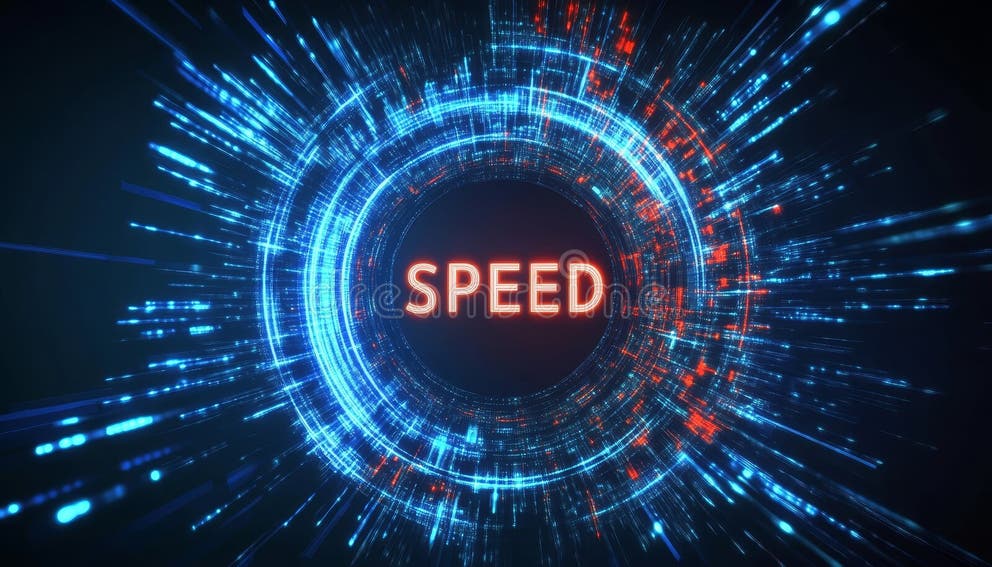 Futuristic Internet Speed Visualization with Glowing Center and Digital ...