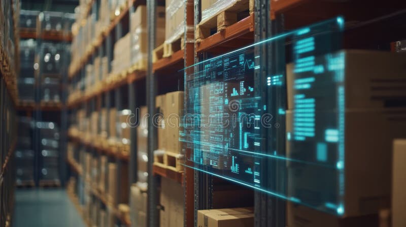 Futuristic Inventory Management System Analyzing Cardboard Boxes in ...