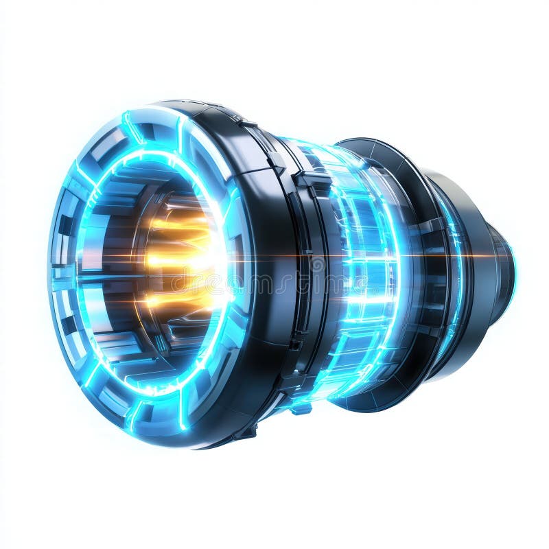 Futuristic Ion Thruster Engine with Bright Blue Propulsion Design Stock Illustration ...