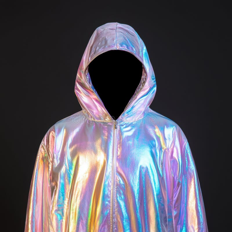 Futuristic Iridescent Hooded Jacket Stock Illustration - Illustration ...