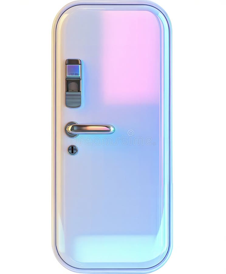 Futuristic Iridescent Security Door with Smart Lock, Isolated on White ...