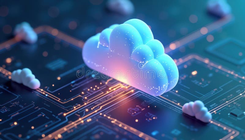 Futuristic Isometric Cloud Storage Platform Facilitates Data ...