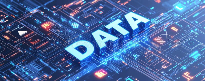 Futuristic Isometric Data Visualization Concept with Glowing Digital ...