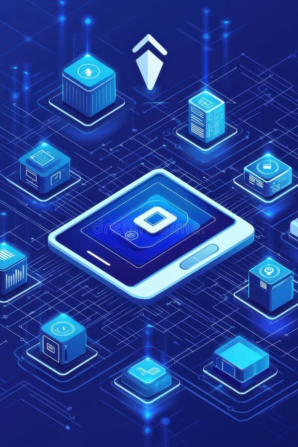 Futuristic Isometric Illustration of a Digital App Icon in a Tech ...