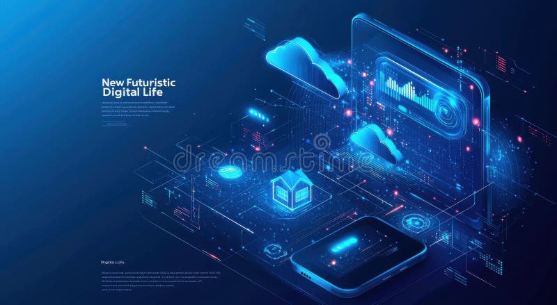 Illustration Features Digital Network Concept Elements Like Smartphone Stock Photos - Free ...