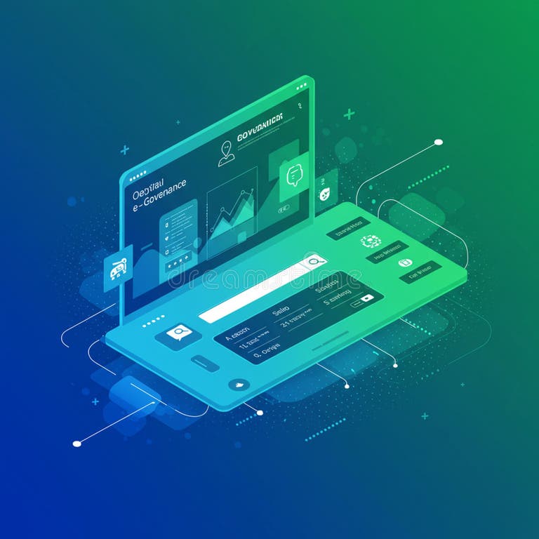 Futuristic Isometric Illustration of a Digital Interface for E ...