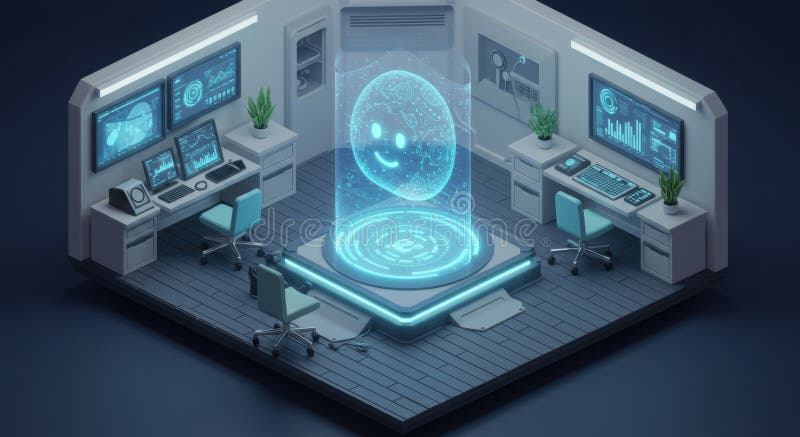 Futuristic AI Customer Service Stock Illustration - Illustration of ...