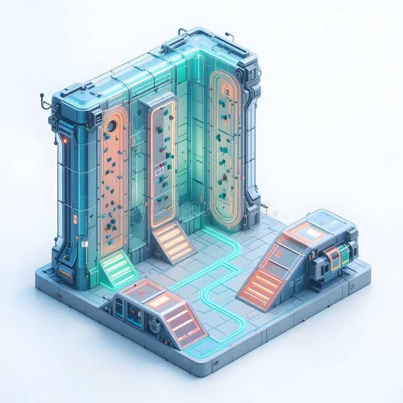 Futuristic Isometric Sci-Fi Facility Design: a Cyberpunk Climbing ...