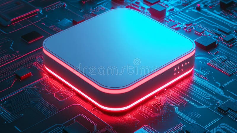 Futuristic Isometric Tv Box Design with Glowing Edges and Colorful ...