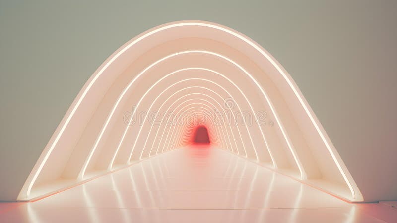 Futuristic Ivory Neon Tunnel Stock Illustration - Illustration of space ...