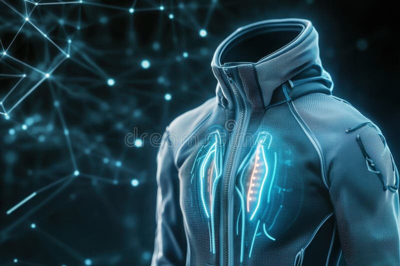 Futuristic Jacket with Glowing Design and Advanced Technology Elements ...