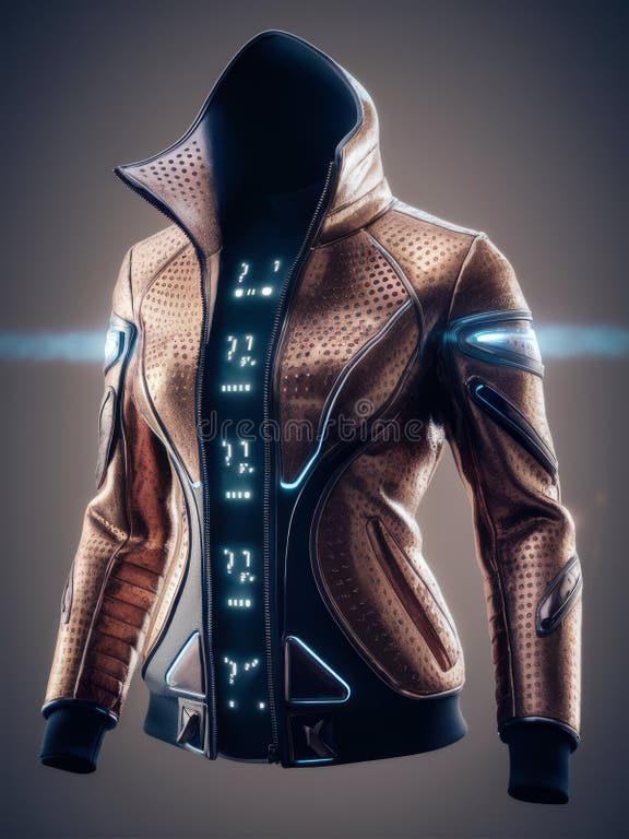 Futuristic Jacket with High-Tech Design and LED Display Stock ...