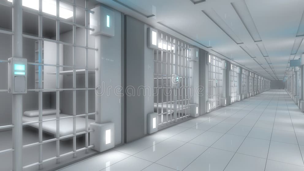Futuristic jail corridor stock illustration. Illustration of detention ...