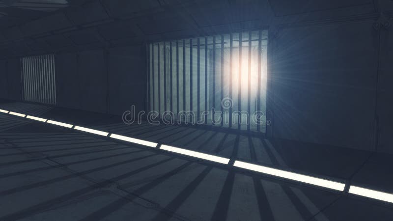 Futuristic jail corridor stock illustration. Illustration of convict ...
