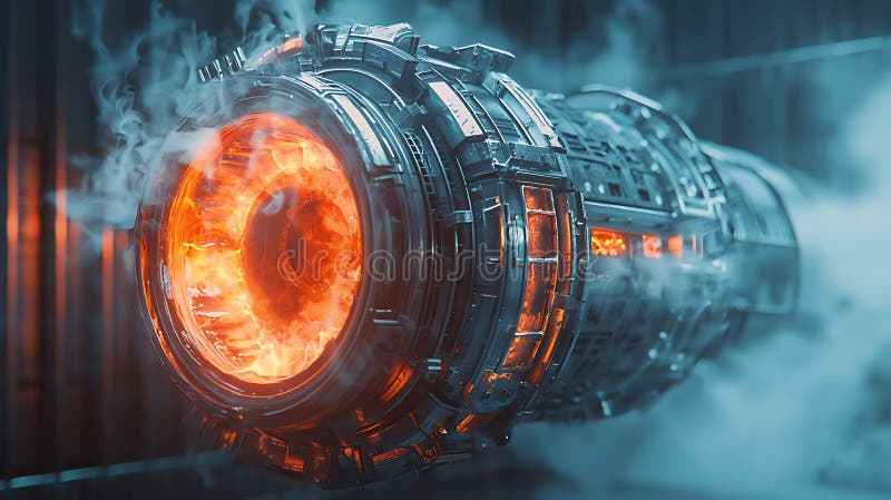 Futuristic Jet Engine with Glowing Core and Steam Effects Showcases ...