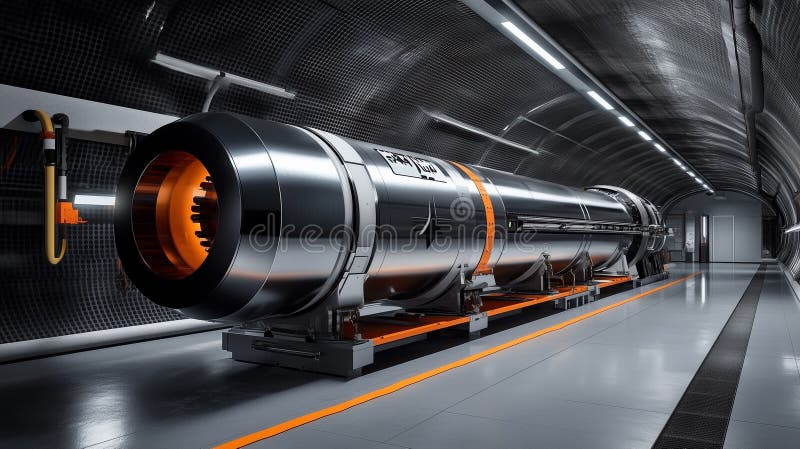 Futuristic Jet Engine in a Sleek Metallic Tunnel with Advanced ...