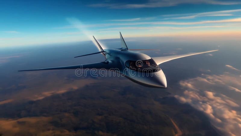 Futuristic Jet Plane Flying in the Sky Stock Video - Video of ...