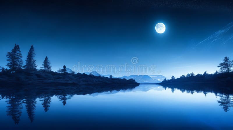 A Futuristic Journey through a Surreal Night Landscape. Stock ...