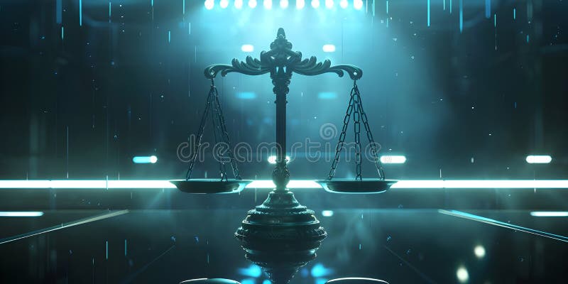 Futuristic Justice Scale on Table - Ai Generated Stock Illustration ...