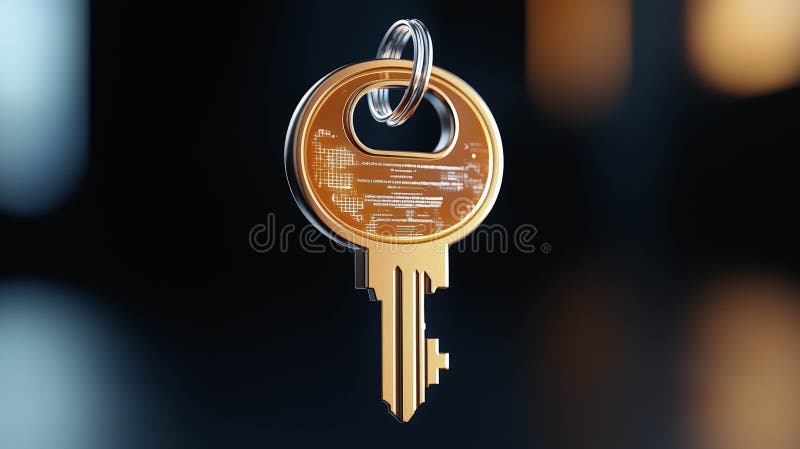 Futuristic Key Floats in Mid-Air, Glowing with Digital Patterns ...