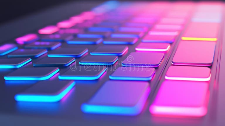 Futuristic Keyboard with Vibrant Neon Lights and Unique Color Patterns ...