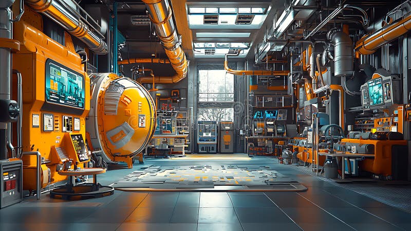 Futuristic Kids Zone Featuring Bright Orange Technology and Interactive ...