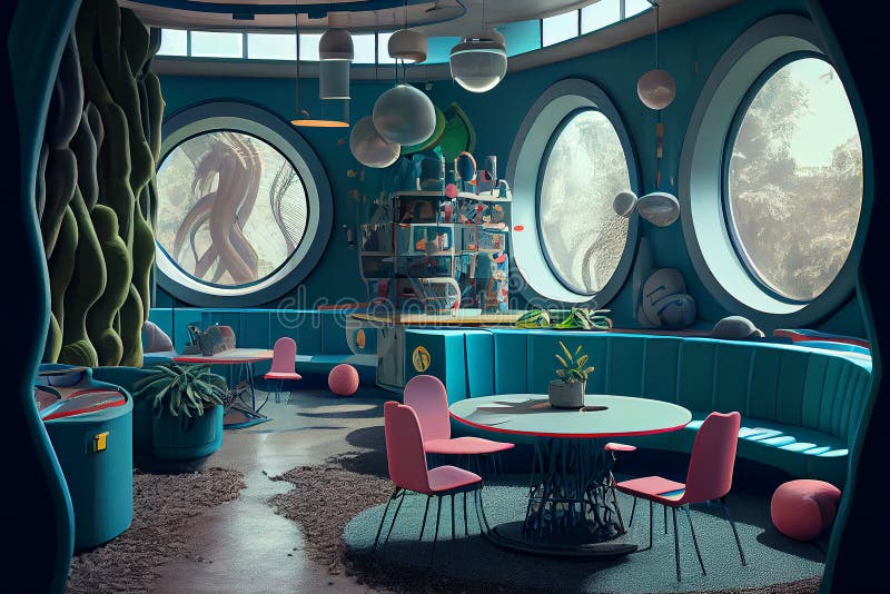 A Futuristic Kindergarten Showing a Modern and Innovative Learning ...