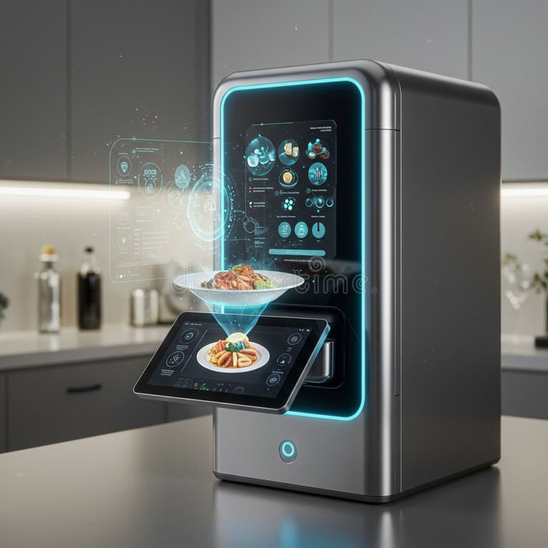 Futuristic Kitchen Appliance with a Sleek, Metallic Design Featuring a ...