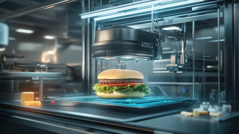 High-tech 3D Food Printer Assembles Gourmet Burger in Modern Kitchen ...
