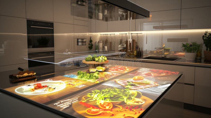 Advanced Kitchen with Interactive Food Prep Area Stock Image - Image of ...