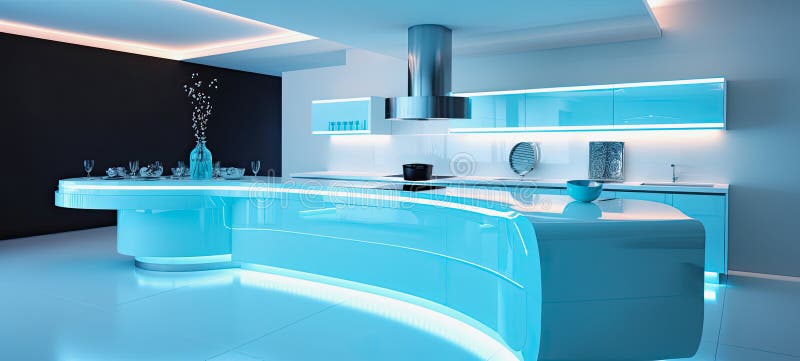 Futuristic Kitchen Design, Generative Ai Stock Illustration ...