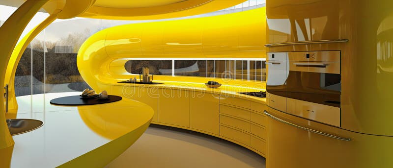 Futuristic Kitchen Design, Generative Ai Stock Illustration ...