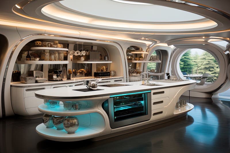 Futuristic Kitchen Interior Generative Ai Stock Illustration ...