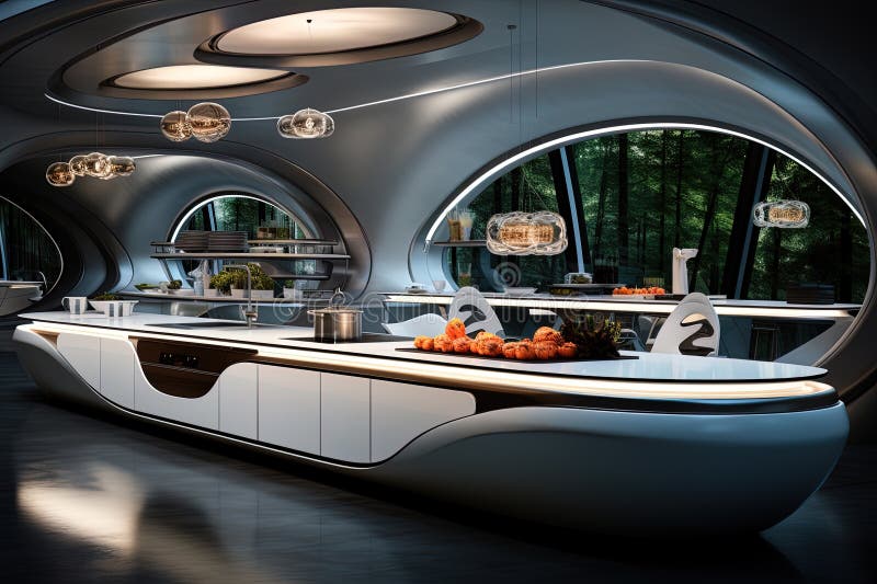 Futuristic Kitchen Interior Generative Ai Stock Illustration ...