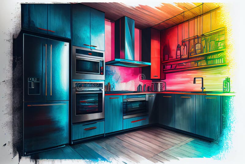 A Futuristic Kitchen Interior, with Modular and Customizable Design ...