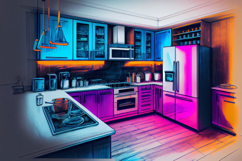 A Futuristic Kitchen Interior, with Modular and Customizable Design ...